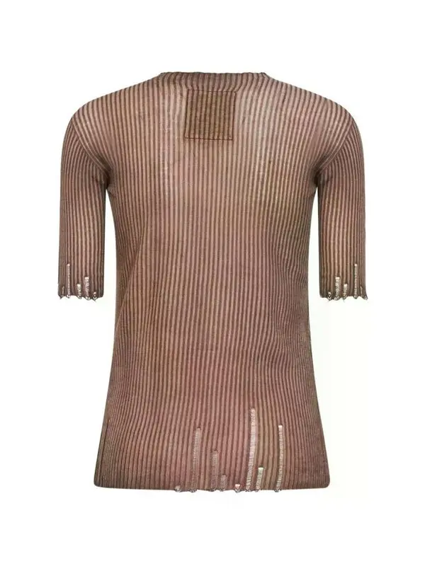 UMA WANG Scalloped-edges T-shirt - Brown