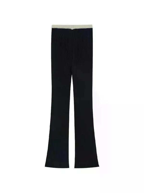 KIMHEKIM Contrast Waist Ribbed Trousers - Black