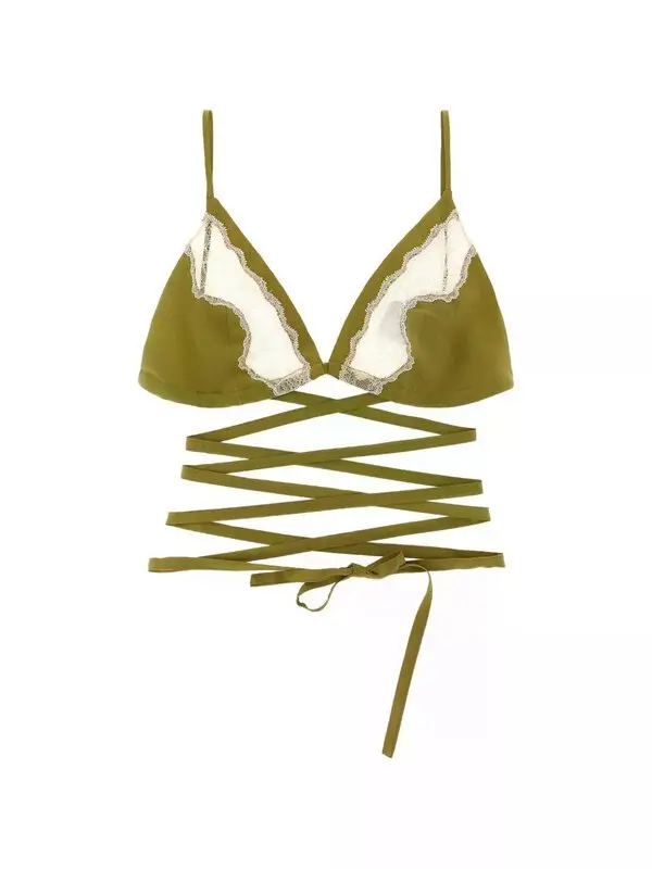 MAISON JEJIA Lace Insert Anna Triangle Bra - Green