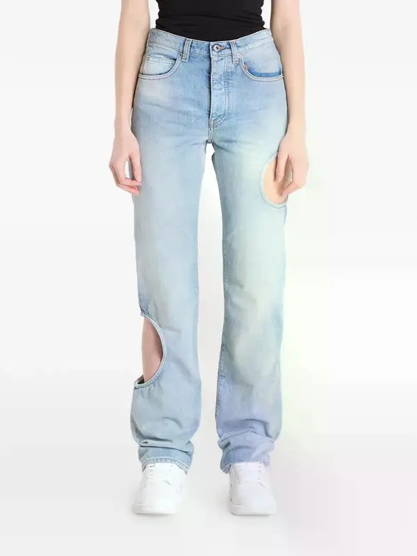 Off-White Cut-out Straight-leg Jeans