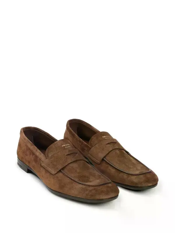 Prada Leather Loafers With Piped Detail - Brown