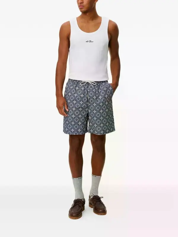 LES DEUX Harry Arabesque Drawstring Shorts - Blue