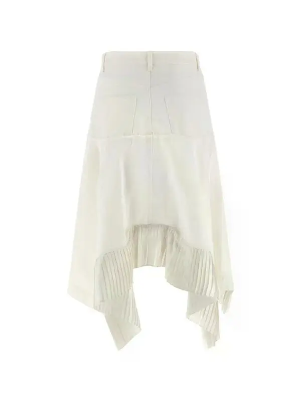 Sacai A-line Pleated Denim Skirt - White