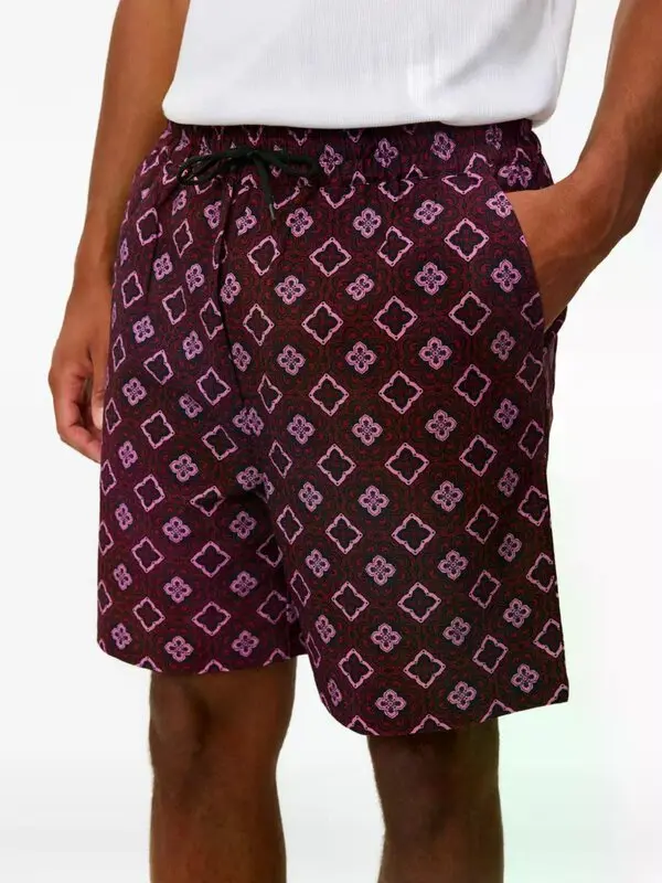 LES DEUX Harry Arabesque Pattern Shorts - Red