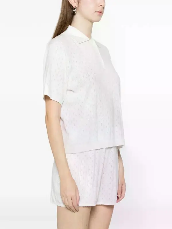 Soft Goat Pointelle Polo Top