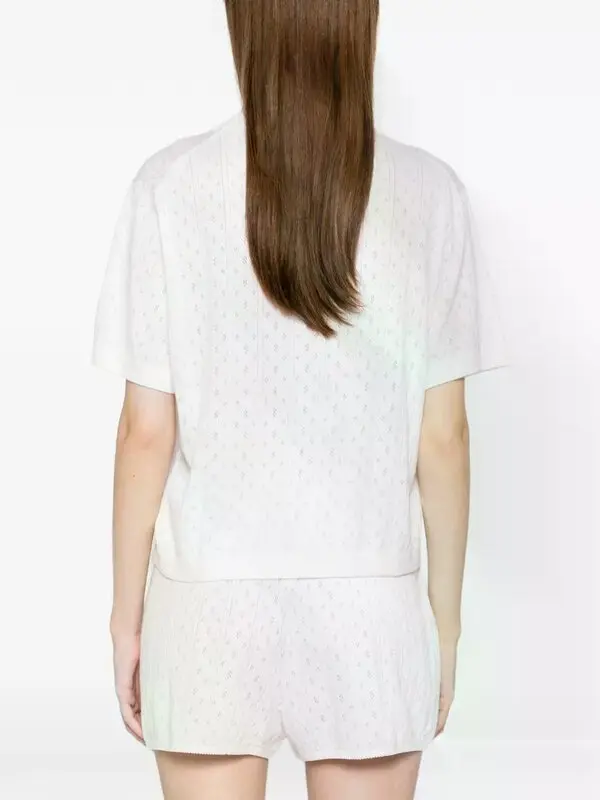Soft Goat Pointelle Polo Top
