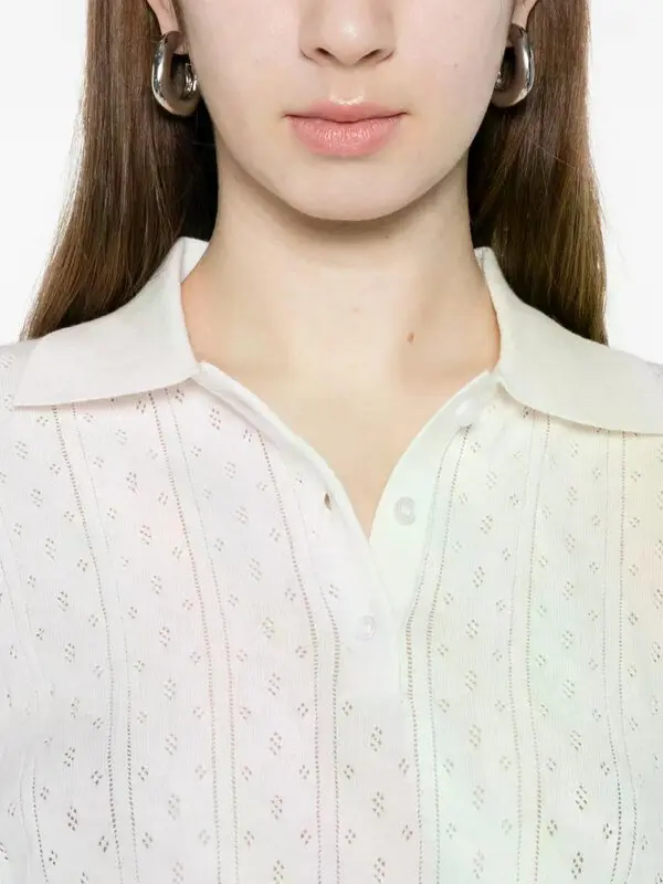 Soft Goat Pointelle Polo Top