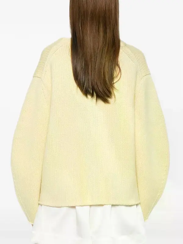 Soft Goat Puff Sleeve V-neck Sweater