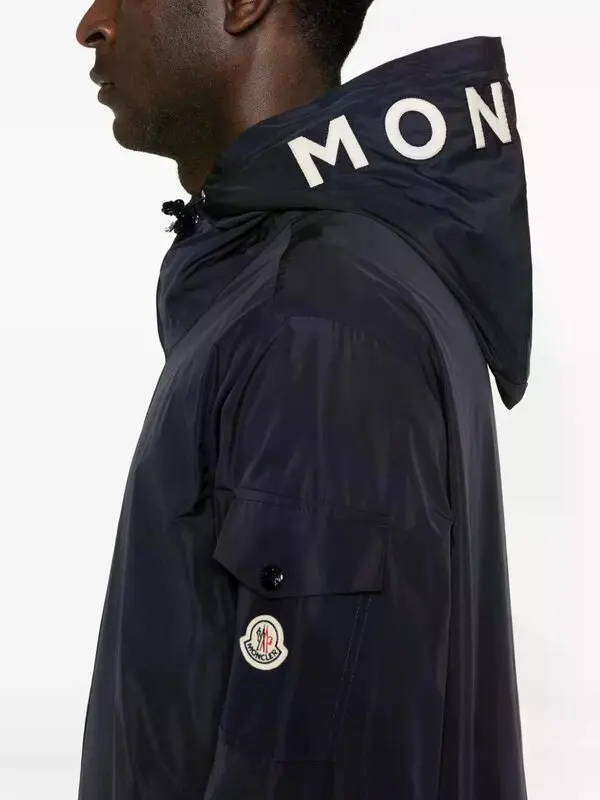 Moncler Logo Embellished Hooded Coat