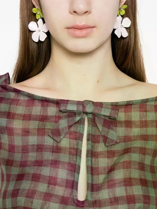 SHUSHU/TONG Keyhole Check Blouse