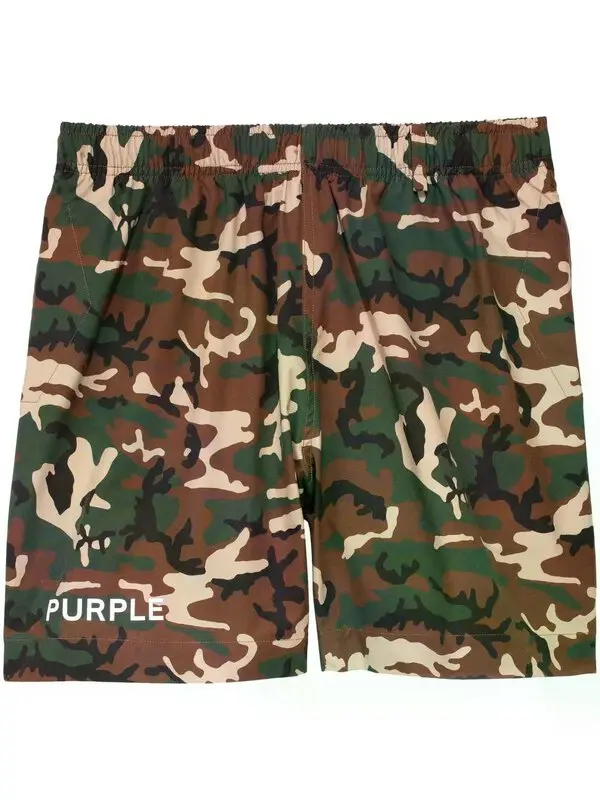 PURPLE BRAND Logo Print Camouflage Shorts