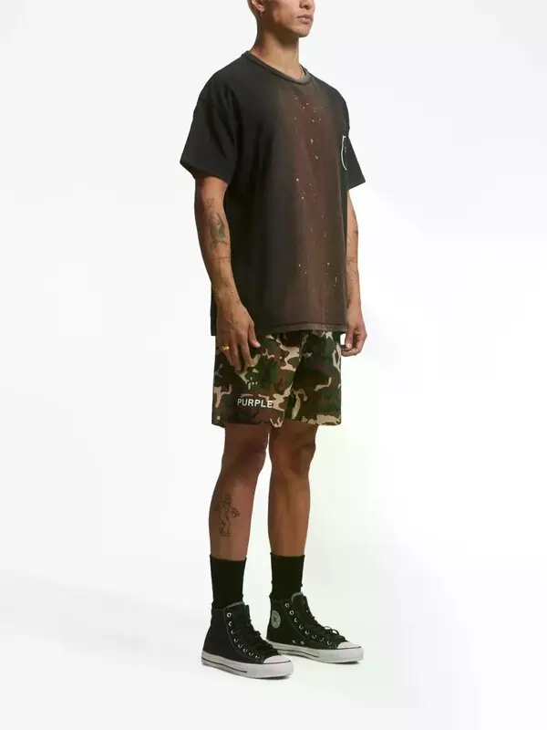 PURPLE BRAND Logo Print Camouflage Shorts
