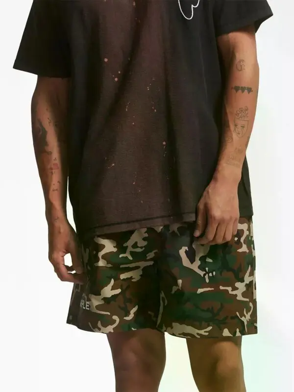 PURPLE BRAND Logo Print Camouflage Shorts