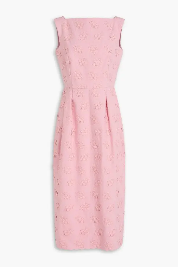 Erdem Embroidered Woven Midi Dress - Baby Pink