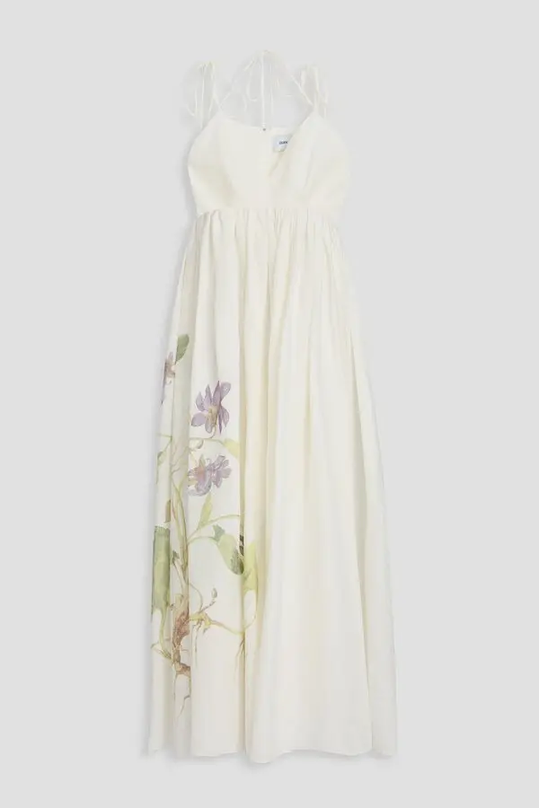 Erdem Floralprint Linen Midi Dress - Ivory