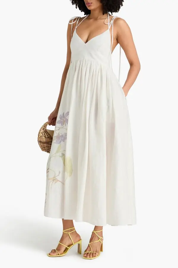 Erdem Floral-print Linen Midi Dress
