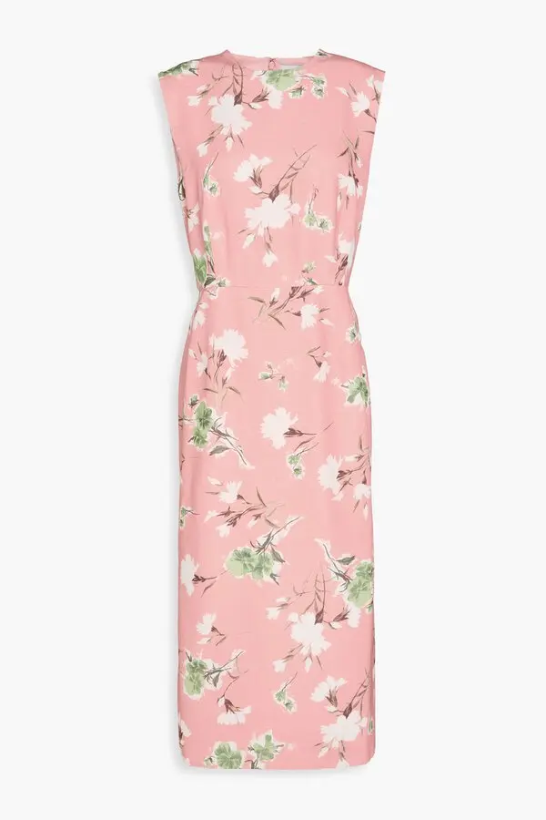 Erdem Floralprint Faille Midi Dress - Blush