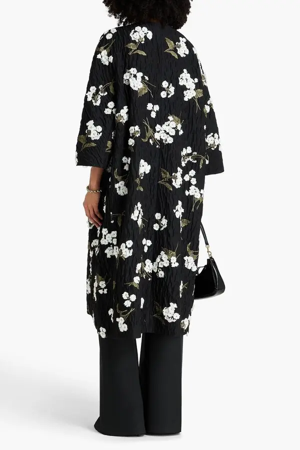Erdem Embroidered Wool-blend Cloqué Coat