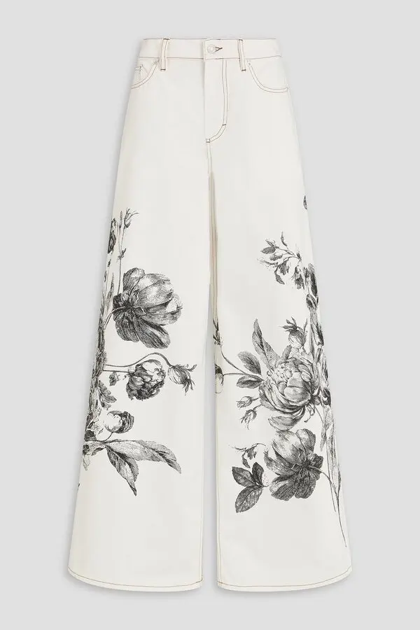 Erdem Floral-print High-rise Wide-leg Jeans