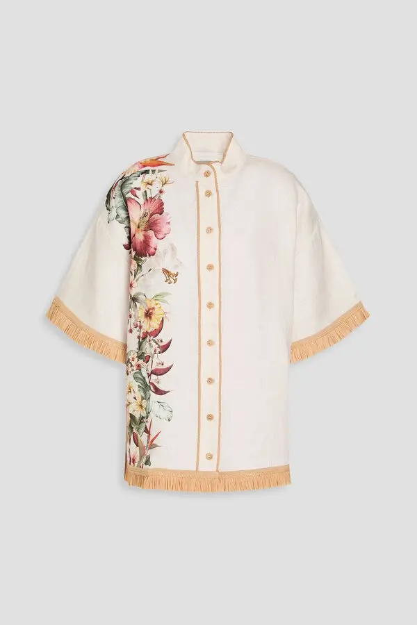 Zimmermann Floralprint Linen Shirt - Ecru