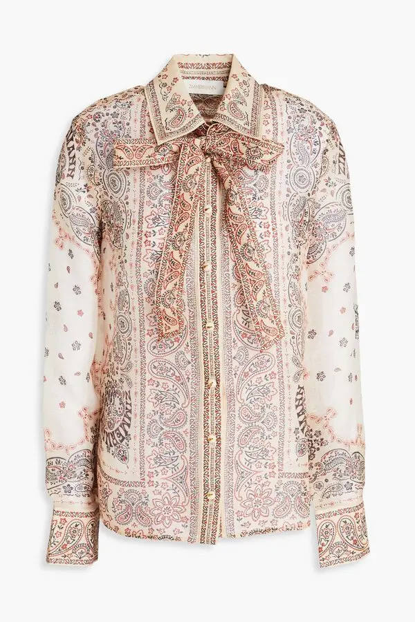 Zimmermann Paisleyprint Linen And Silkblend Shirt - Beige