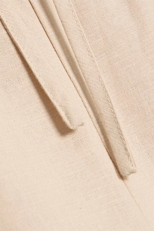 MIKAEL AGHAL Cotton And Linen-blend Wide-leg Pants - Neutral