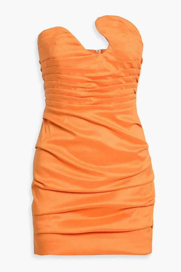 Rachel Gilbert Cheri Strapless Draped Shantung Mini Dress - Orange
