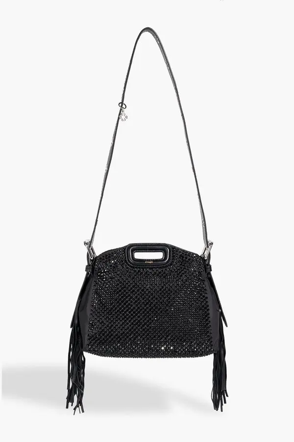 Maje Embellished Fringed Shell Tote - Black
