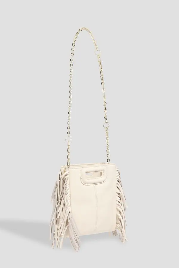 Maje Leather Shoulder Bag With Fringed Detailing