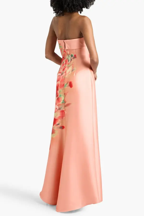 Badgley Mischka Strapless Embellished Faille Gown
