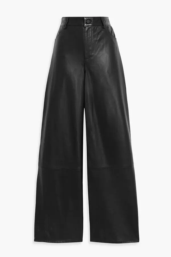 Loulou De Saison Figari Leather Wide-leg Pants - Black
