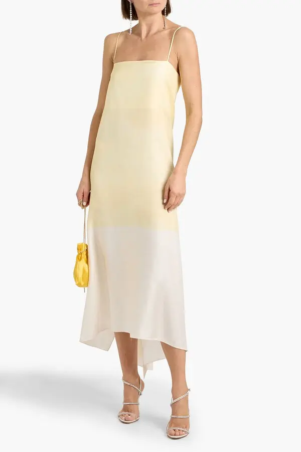 ESSE STUDIOS Optimista Draped Dégradé Silk-twill Midi Dress