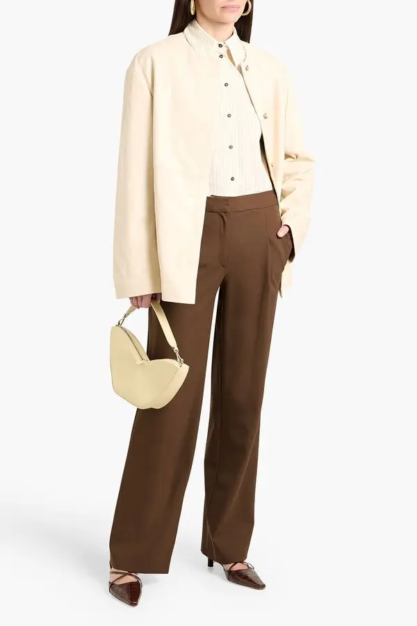 Loulou De Saison Osilo Straight-leg Wool-blend Twill Pants - Brown