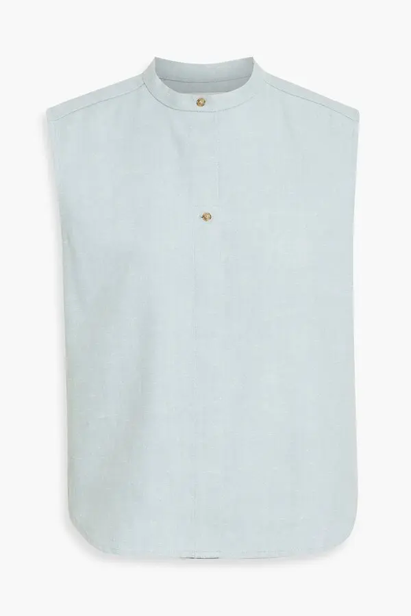 Loulou De Saison Lino Slub Cottonblend Twill Shirt - Sky Blue