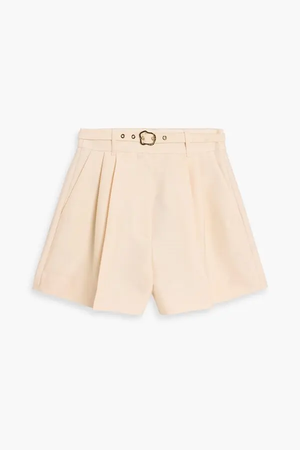 Zimmermann Belted Wool And Silkblend Shorts - Cream