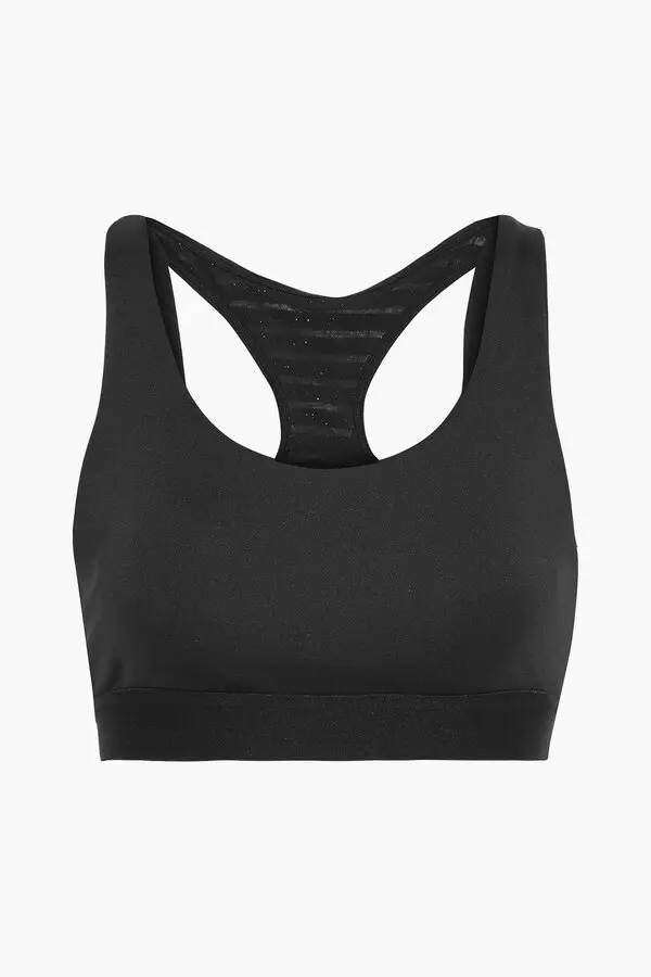 Koral Vertex Disconnect Cutout Metallic Meshpaneled Stretch Sports Bra - Black