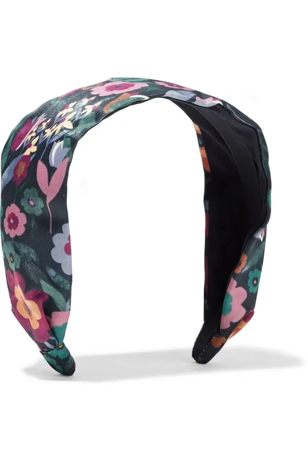 Red Valentino Floralprint Satintwill Headband - Black