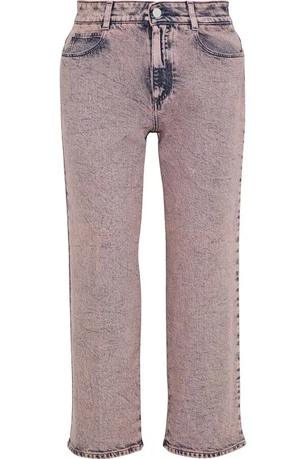Stella McCartney The Cropped Bleached Highrise Straightleg Jeans - Pastel Pink