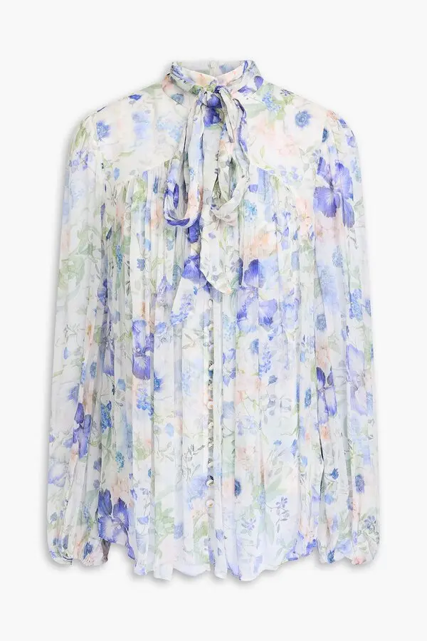 Zimmermann Floralprint Crepon Blouse - Light Blue