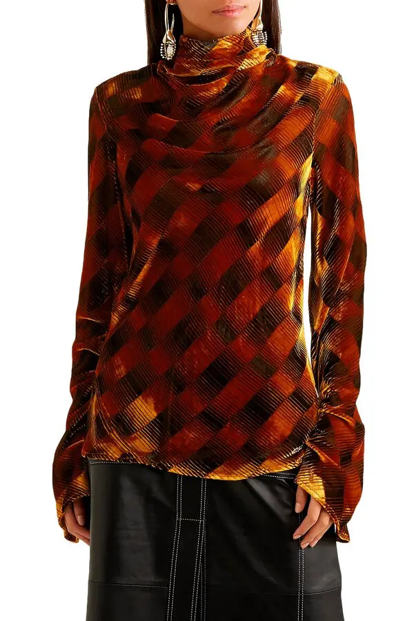 ELLERY Tonalism Checked Velvet Top
