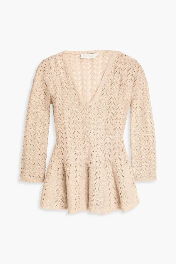 Zimmermann Metallic Crochetknit Top - Neutral
