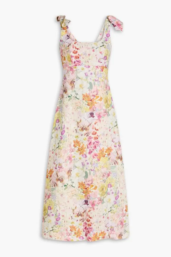 Zimmermann Cutout Floralprint Linen Midi Dress - Multicolor