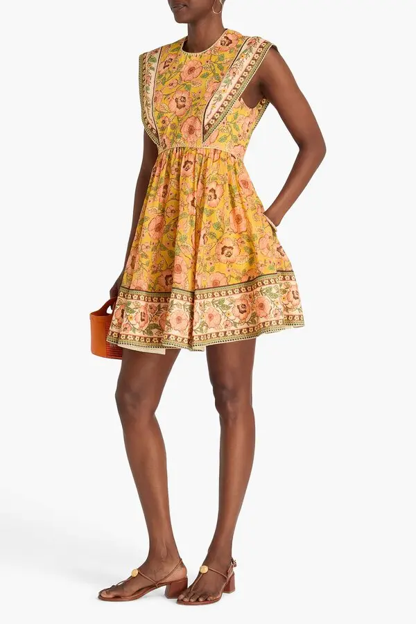 Zimmermann Floral-print Ramie Mini Dress