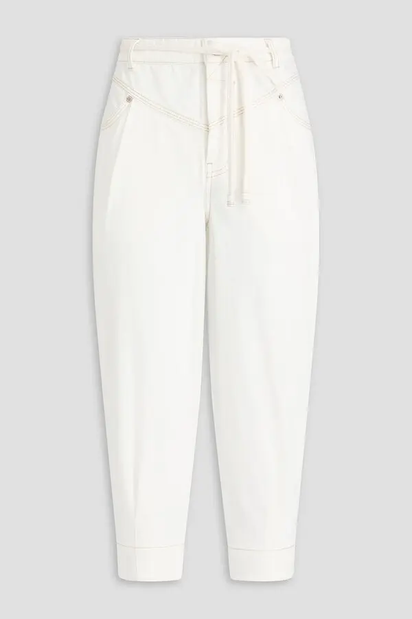 Zimmermann Cropped Belted Highrise Tapered Jeans - Ivory