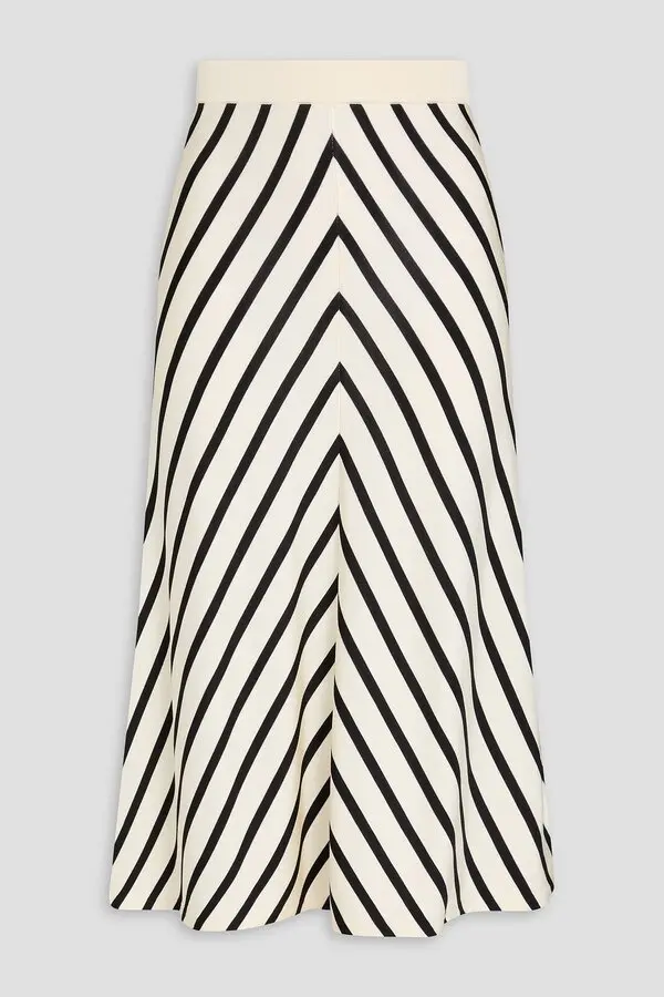 Zimmermann Striped Stretchknit Midi Skirt - Cream