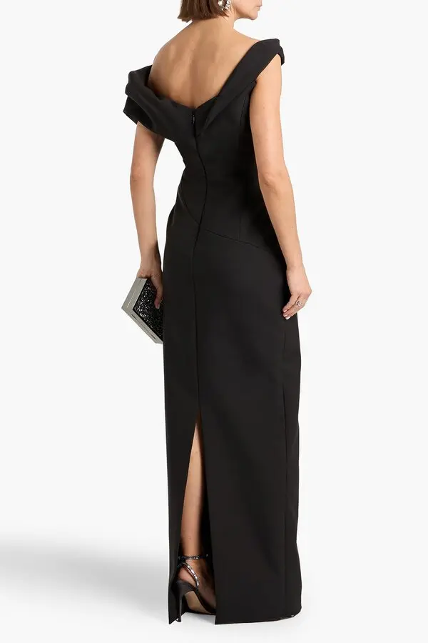 Rachel Gilbert Matteo Off-the-shoulder Cady Gown