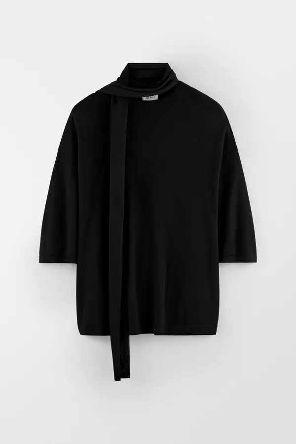 Arakii Relaxed T-shirt With Scarf - Black