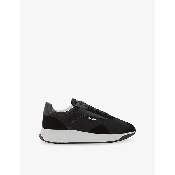REISS Emmett V2 Bonded-leather Suede Running Trainers - Black