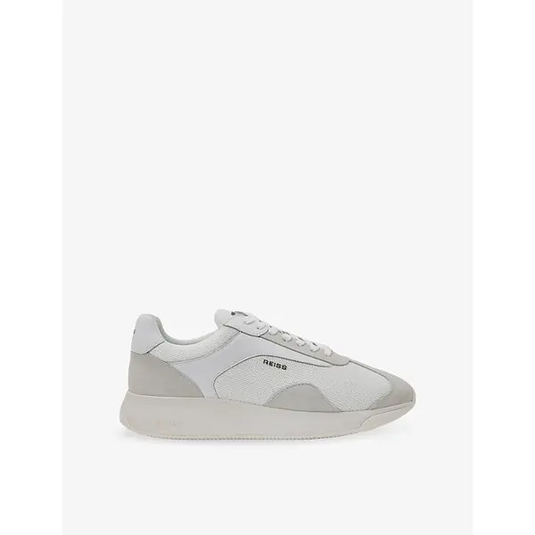 REISS Emmett V2 Bonded-leather Suede Running Trainers - White