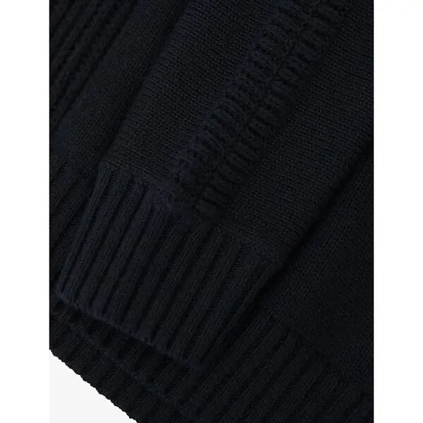 REISS Elm Long-sleeved Wool-blend Polo Jumper - Navy